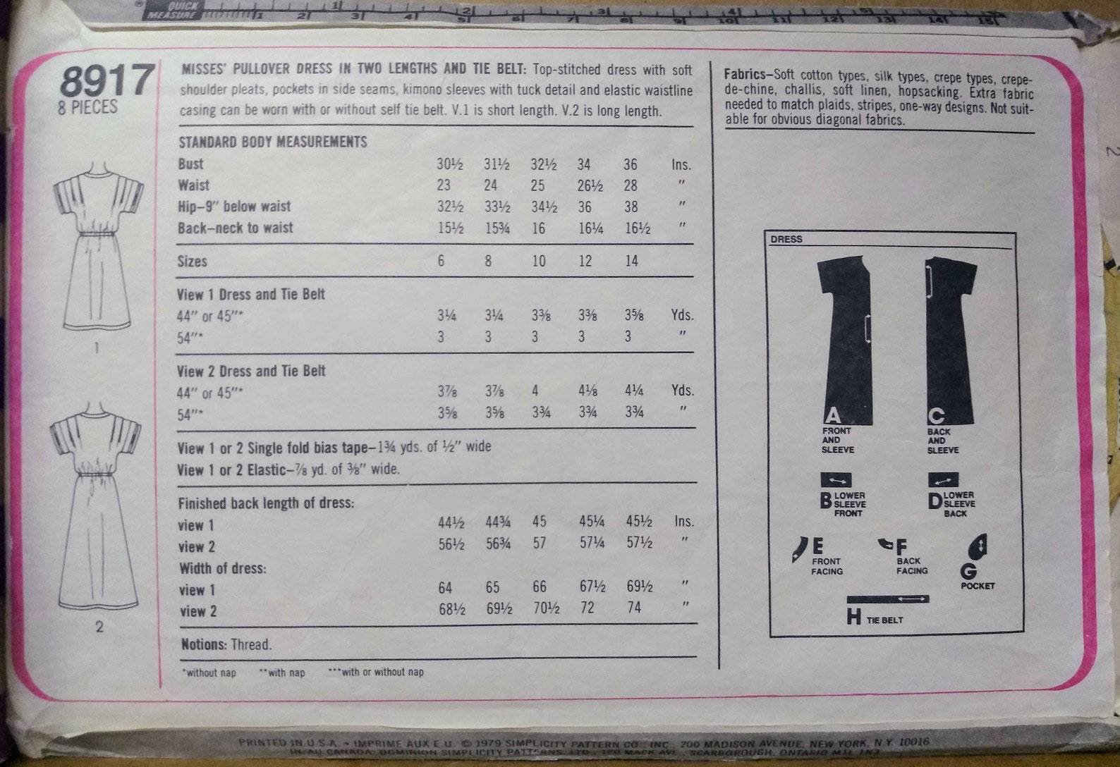 Simplicity 8917 Sewing Pattern 1970s Vintage - Etsy