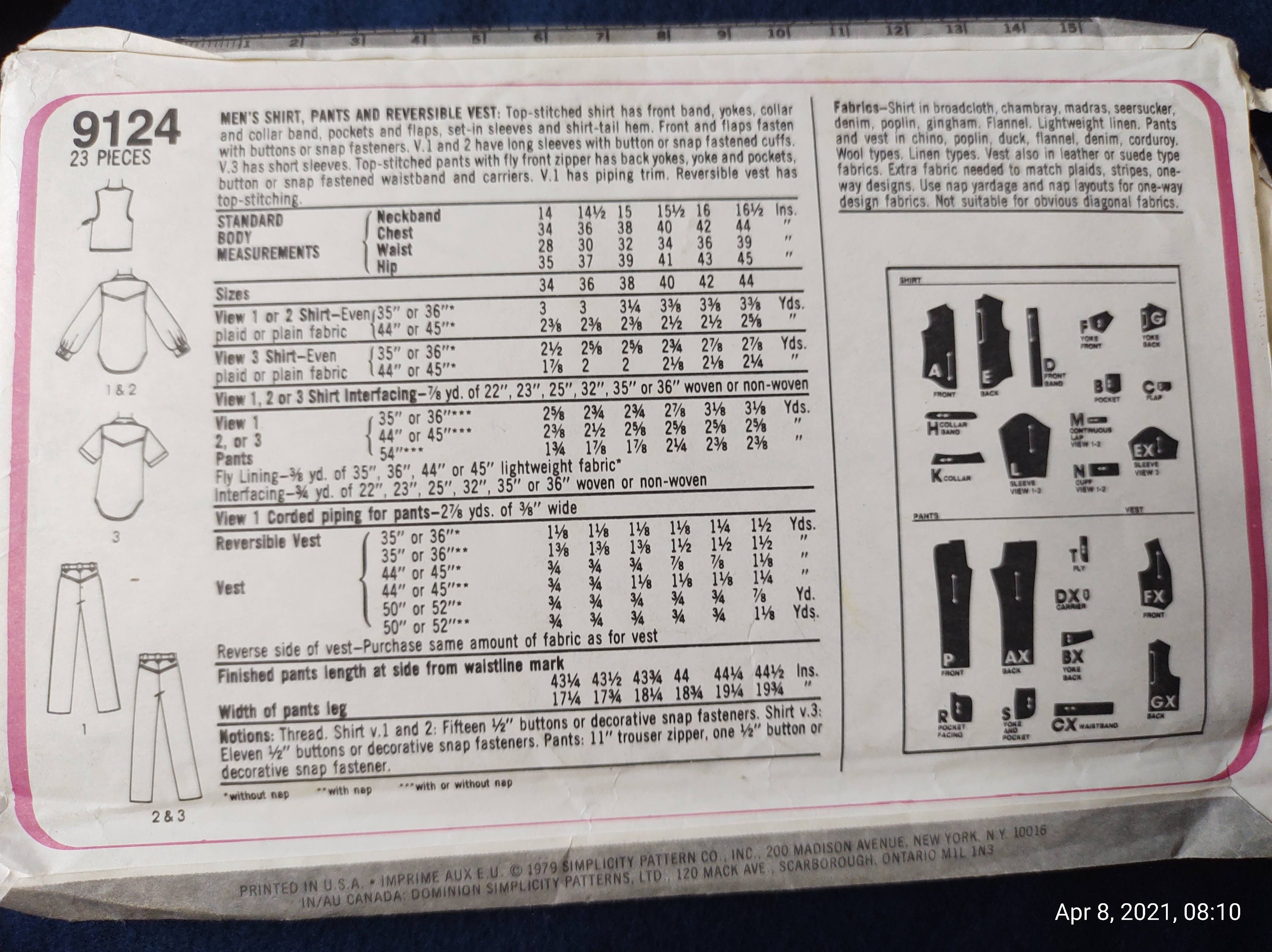 Simplicity 9124 Sewing Pattern 1970s Vintage - Etsy