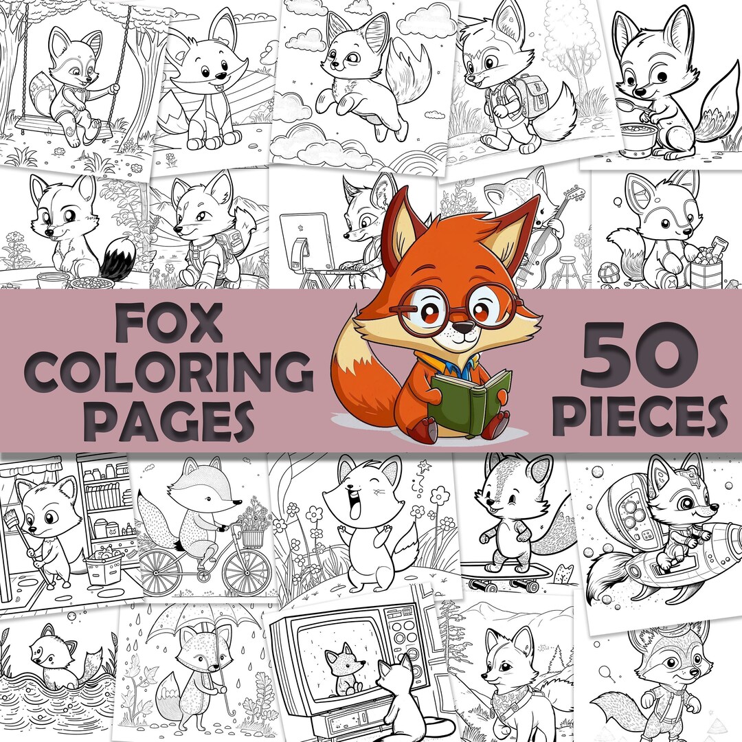 Fox Coloring Pages for Kids Animal Coloring Book Fox - Etsy