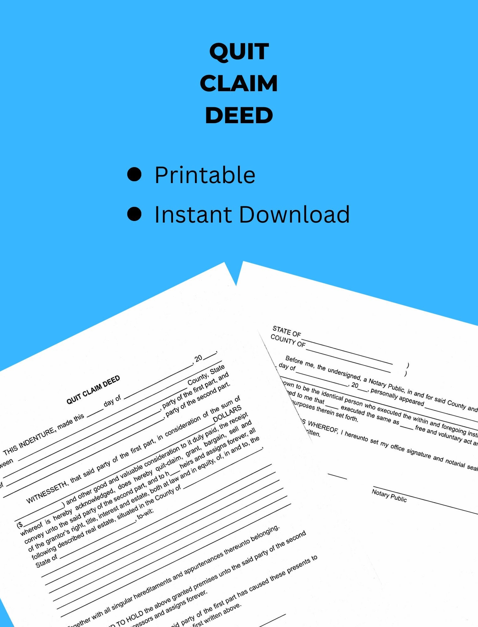 Premium DIY Quit Claim Deed Kit: Secure Your Property With Our Easy-to ...