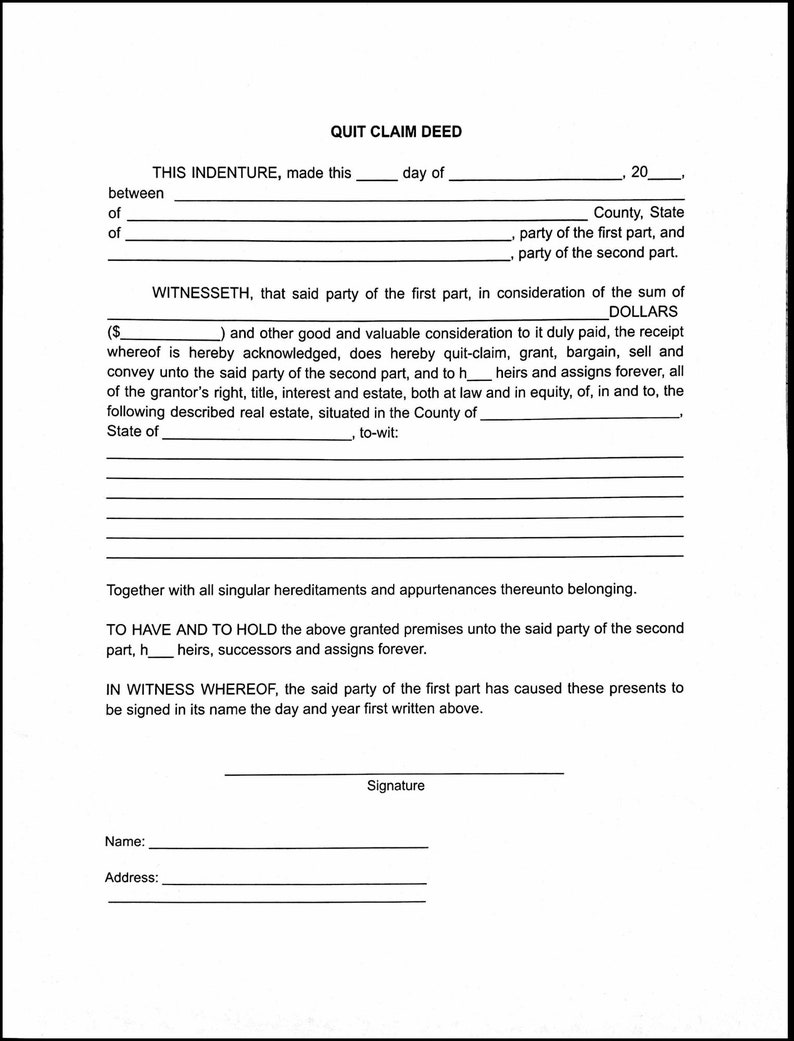 Premium DIY Quit Claim Deed Kit: Secure Your Property With Our Easy-to ...