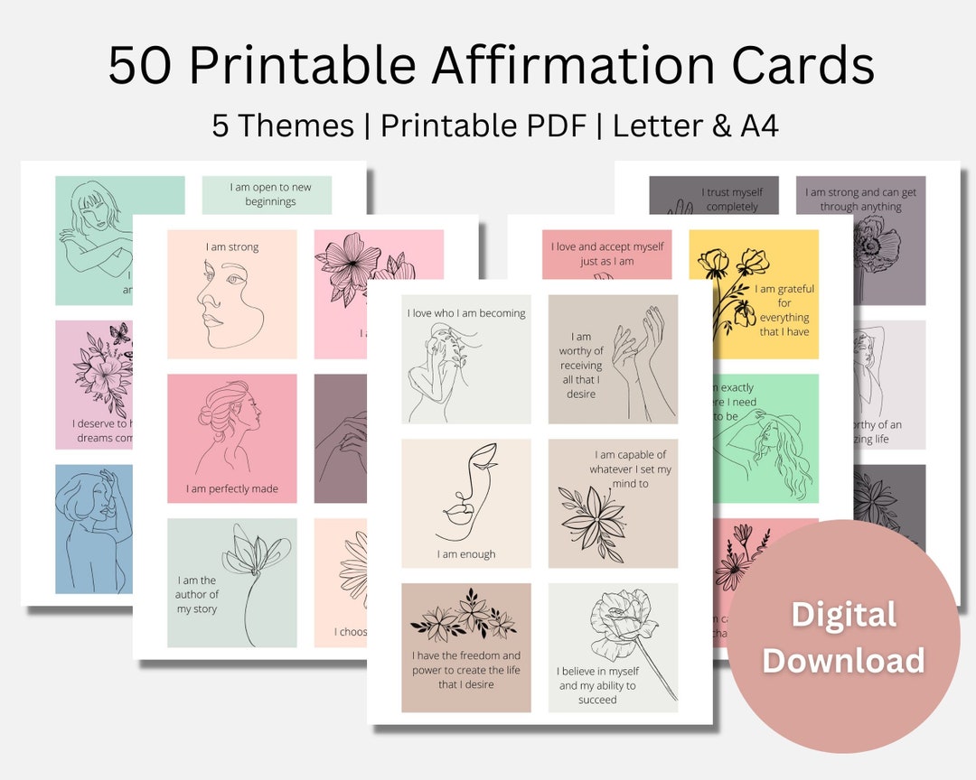 Positive Affirmation Cards, Printable Affirmation Cards, Self Love, Self Care, Manifestation ...