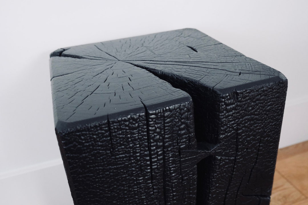 Shou Sugi Ban Side Table Reclaimed Solid Wood - Etsy
