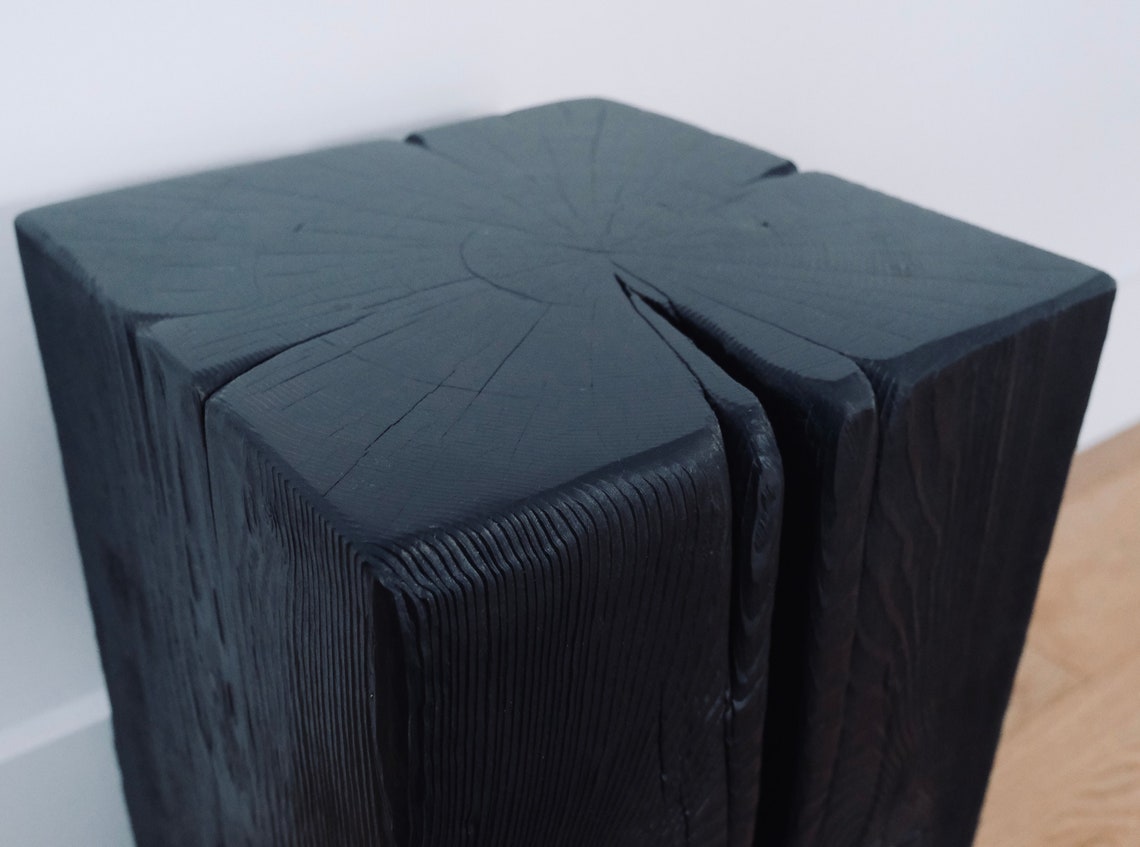 Shou Sugi Ban Side Table Reclaimed Solid Wood - Etsy