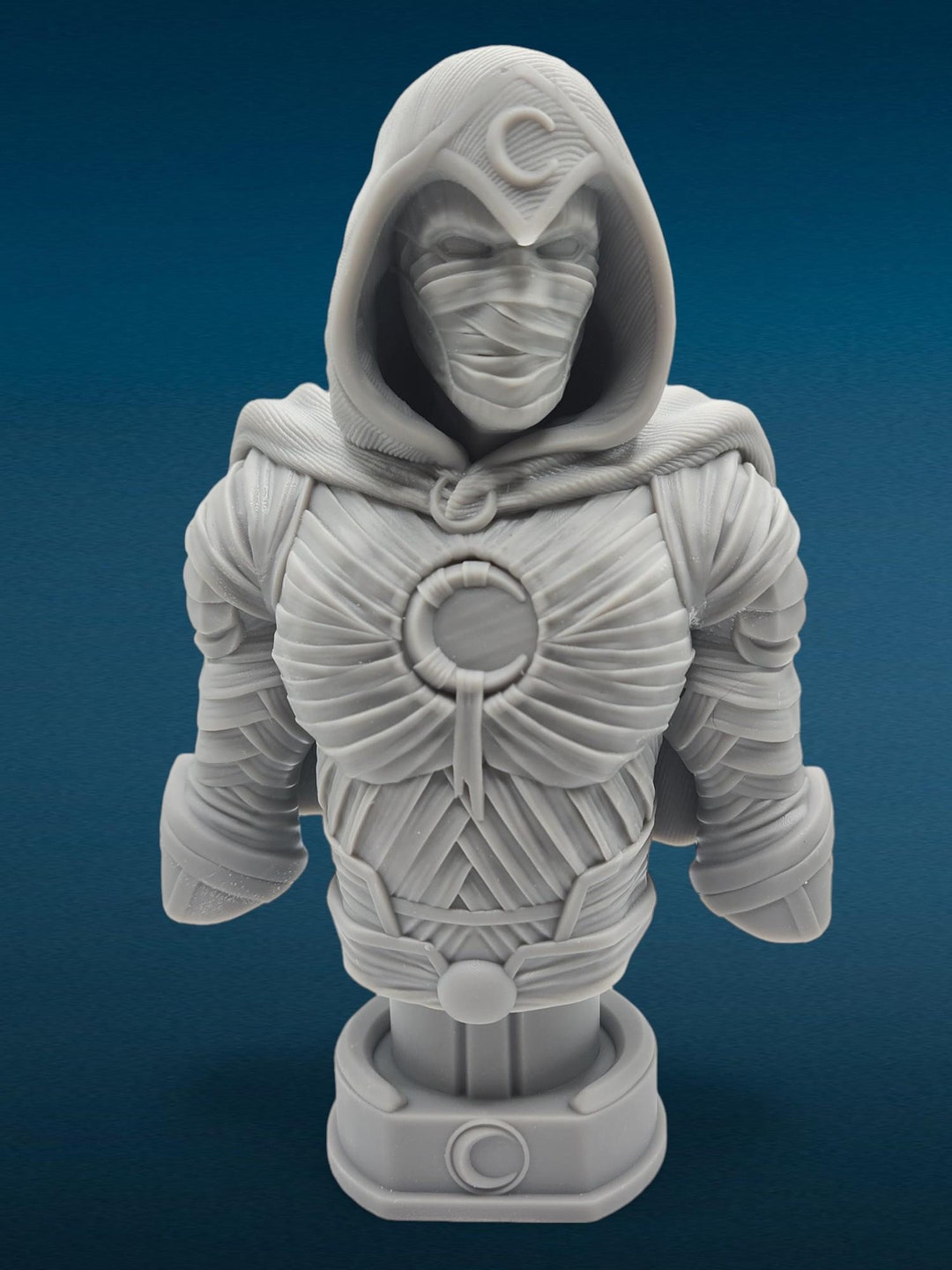 3D Resin Figurine Unpainted Moon Knight Bust Fan Art Fantasy Figurine ...