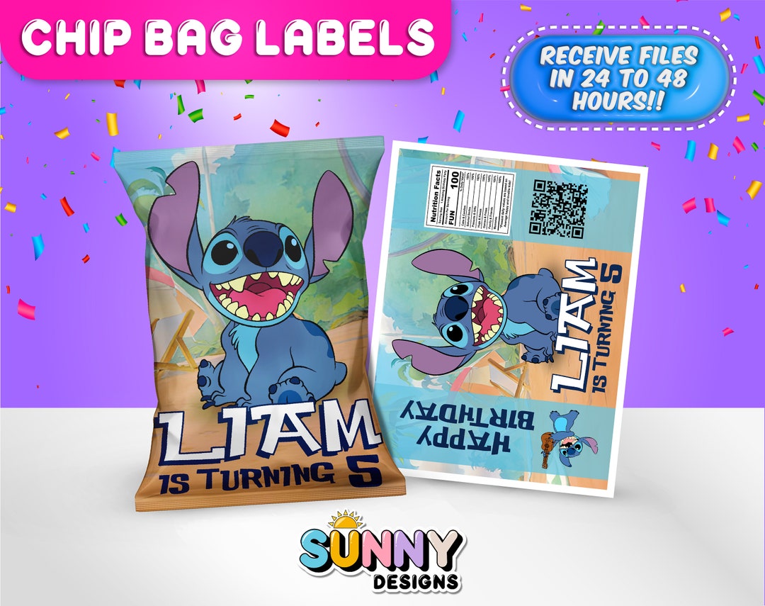 Stitch Chip Bag Labels Stitch Party Treats Stitch Party - Etsy