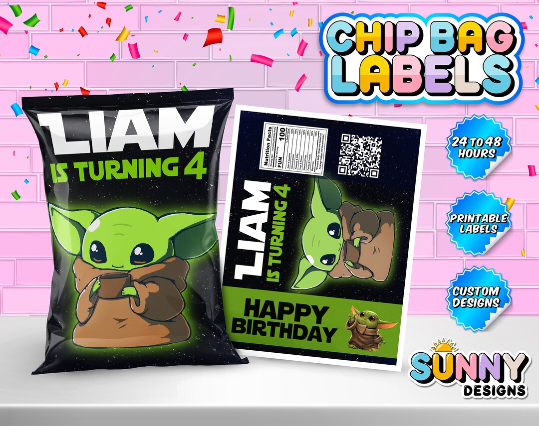 Baby Yoda Chip Bag Labels Baby Yoda Party Treats Baby Yoda Party Favors ...