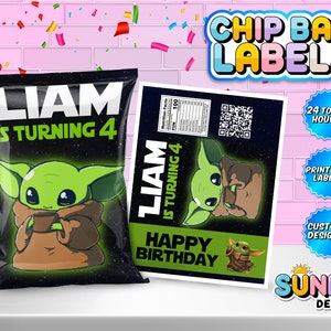 Baby Yoda Chip Bag Labels Baby Yoda Party Treats Baby Yoda Party Favors ...