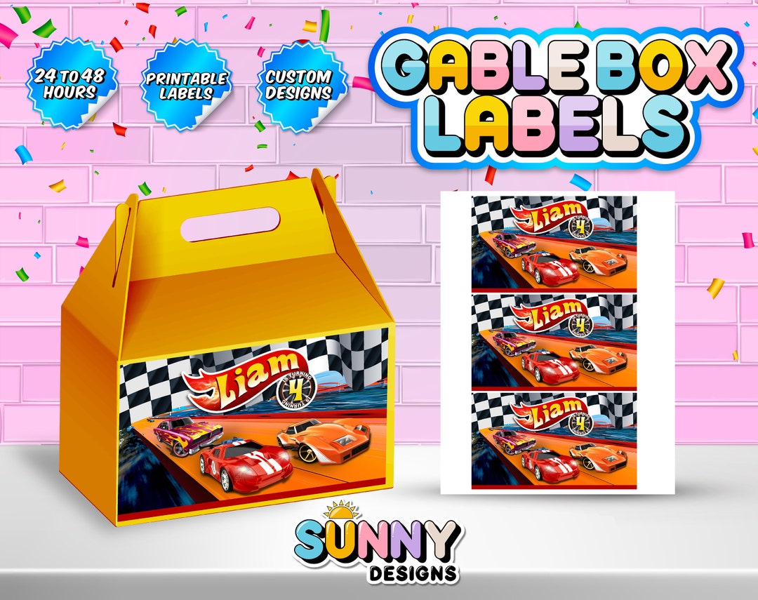 Race Cars Label for Gable Boxes Race Cars Party Treats Race Cars Party ...