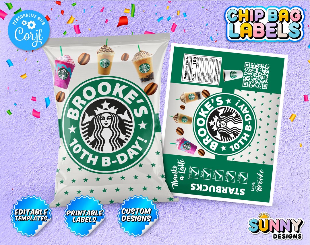 EDITABLE Coffee Chip Bag Label - Chip Bag Labels - Printable Labels - Etsy