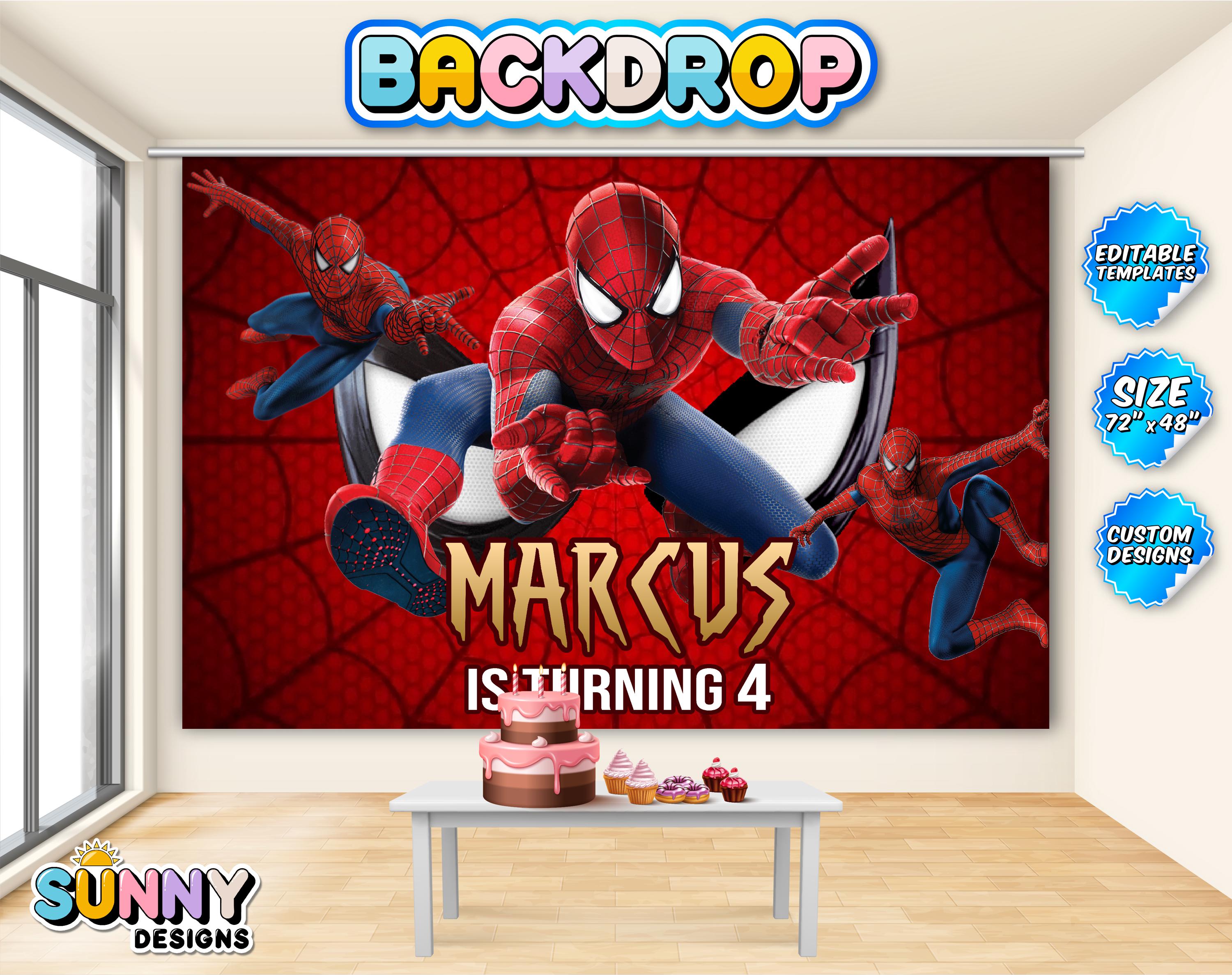 EDITABLE Spider-man Backdrop - 72''x48'' - Customizable - Birthday ...