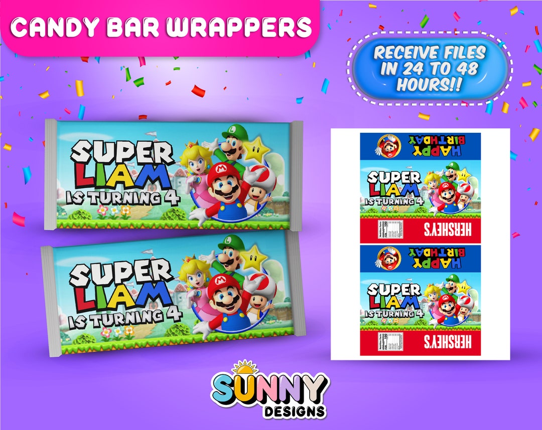 Mario Candy Bar Wrapper Mario Party Treats Mario Party - Etsy
