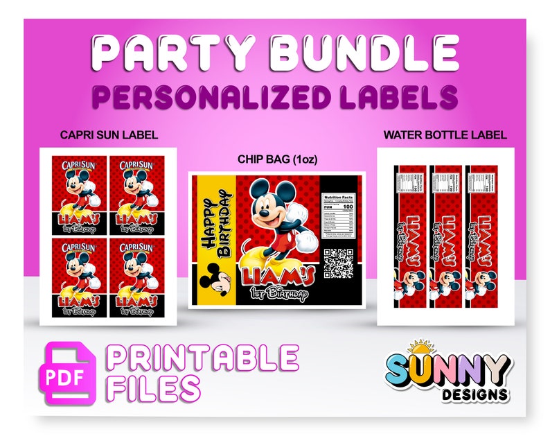Mickey Mouse Pack Printable Chip Bag Mickey Birthday - Etsy