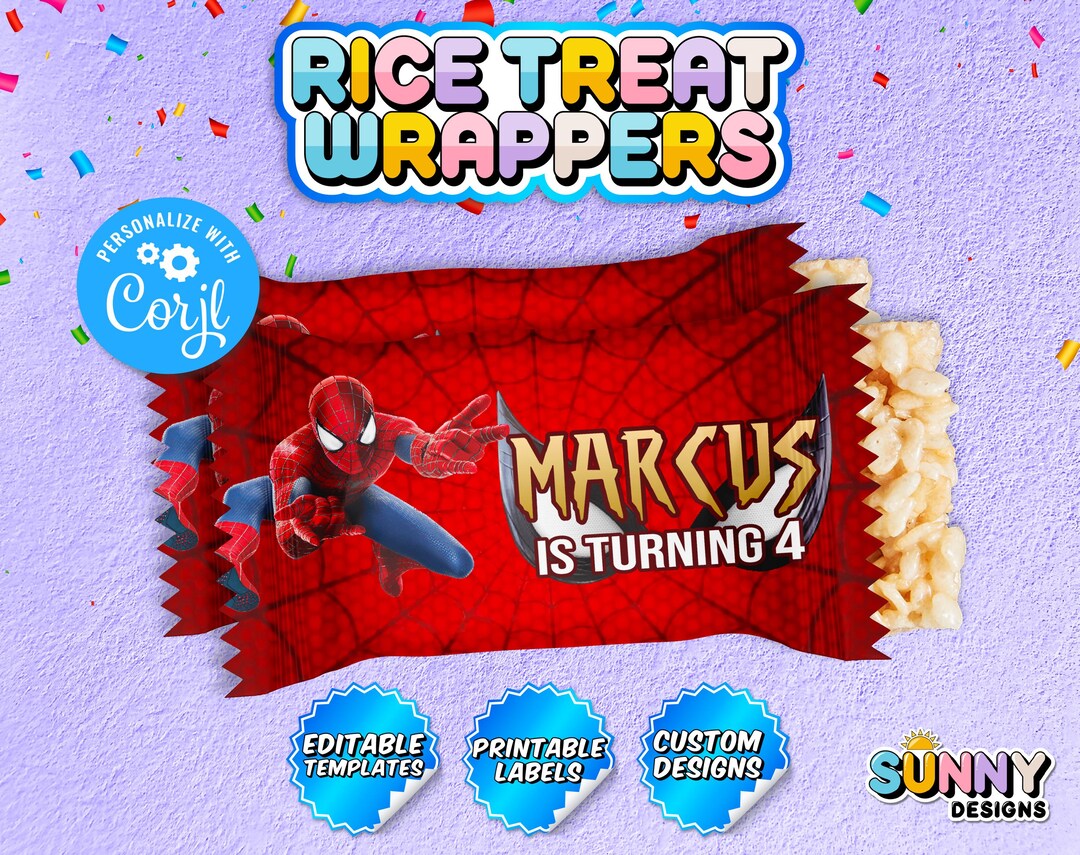 EDITABLE Spider-man Rice Bar Wrapper - Spider-man Party Treats - Spider ...