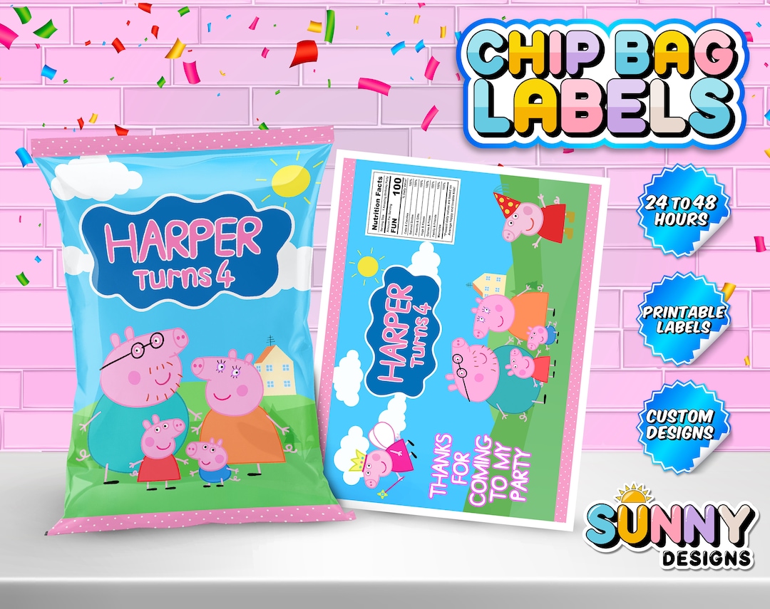 Buy Peppa Pig Chip Bag Labels Peppa Pig Party Treats Peppa Pig Party ...