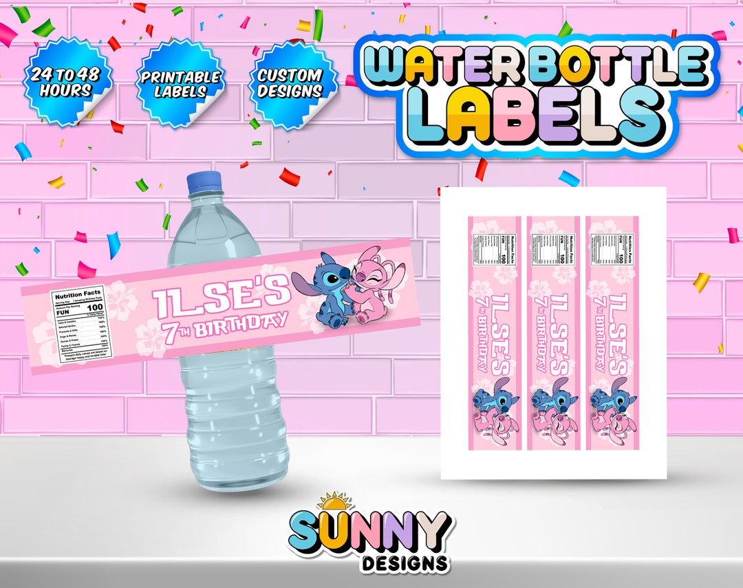 Stitch & Angel Water Labels - Stitch and Angel Party Treats - Stitch ...