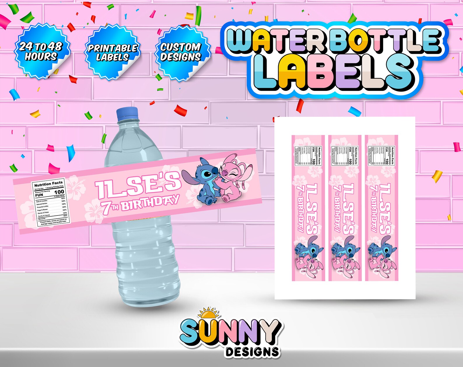 Stitch & Angel Water Labels - Stitch and Angel Party Treats - Stitch ...