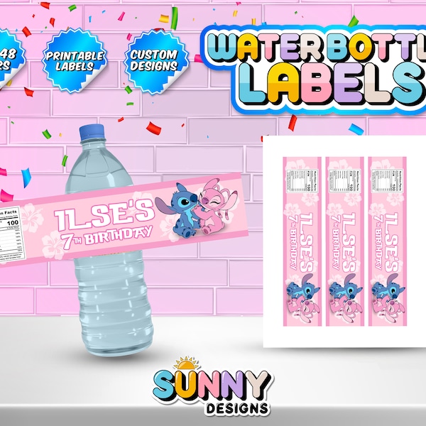 Stitch and Angel Water Labels - Etsy