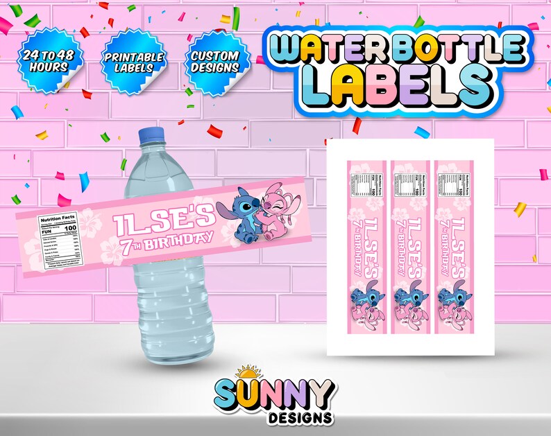 Stitch & Angel Water Labels Stitch and Angel Party Treats Stitch and ...