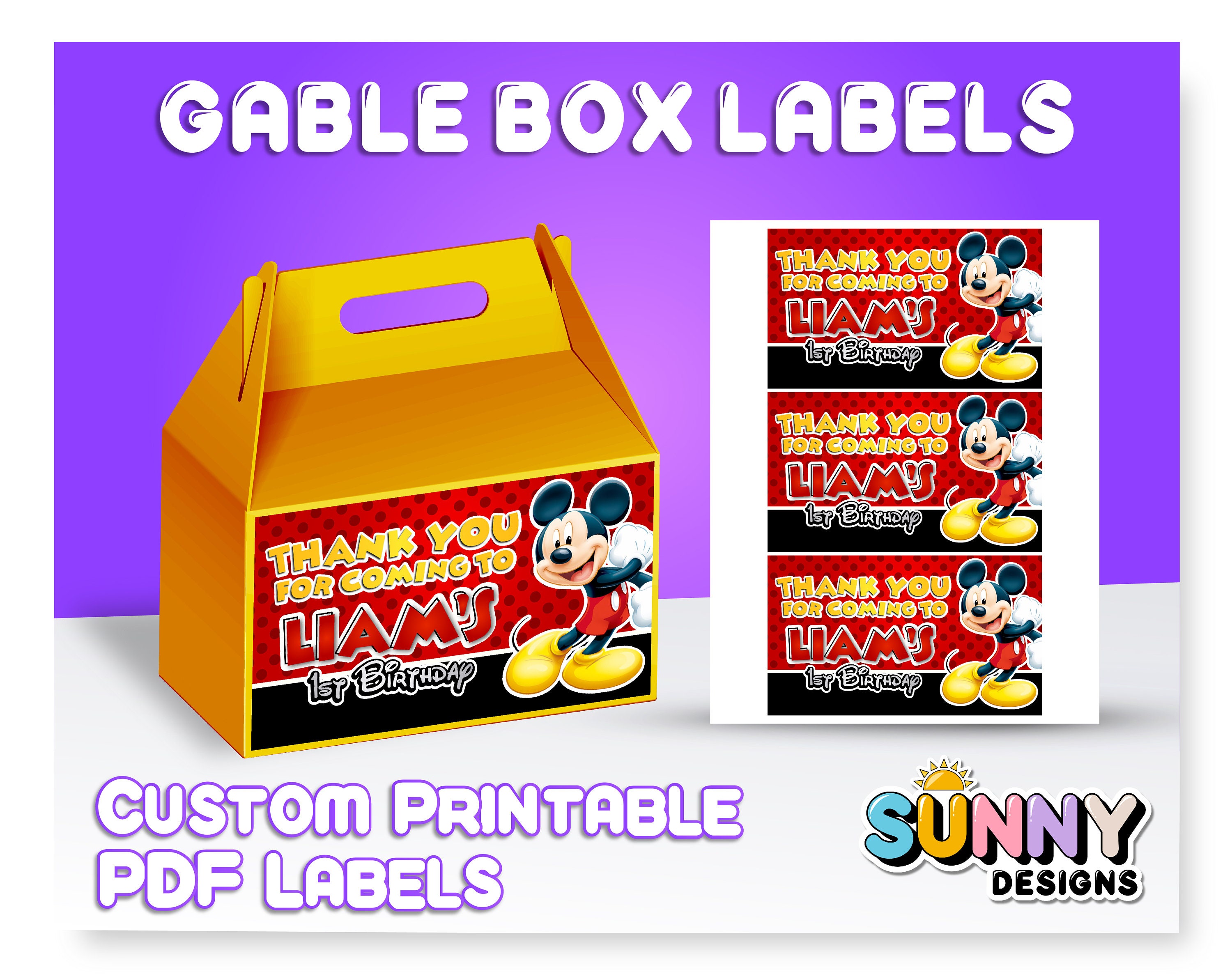 Mickey Mouse Label for Gable Boxes Mickey Mouse Party Treats - Etsy