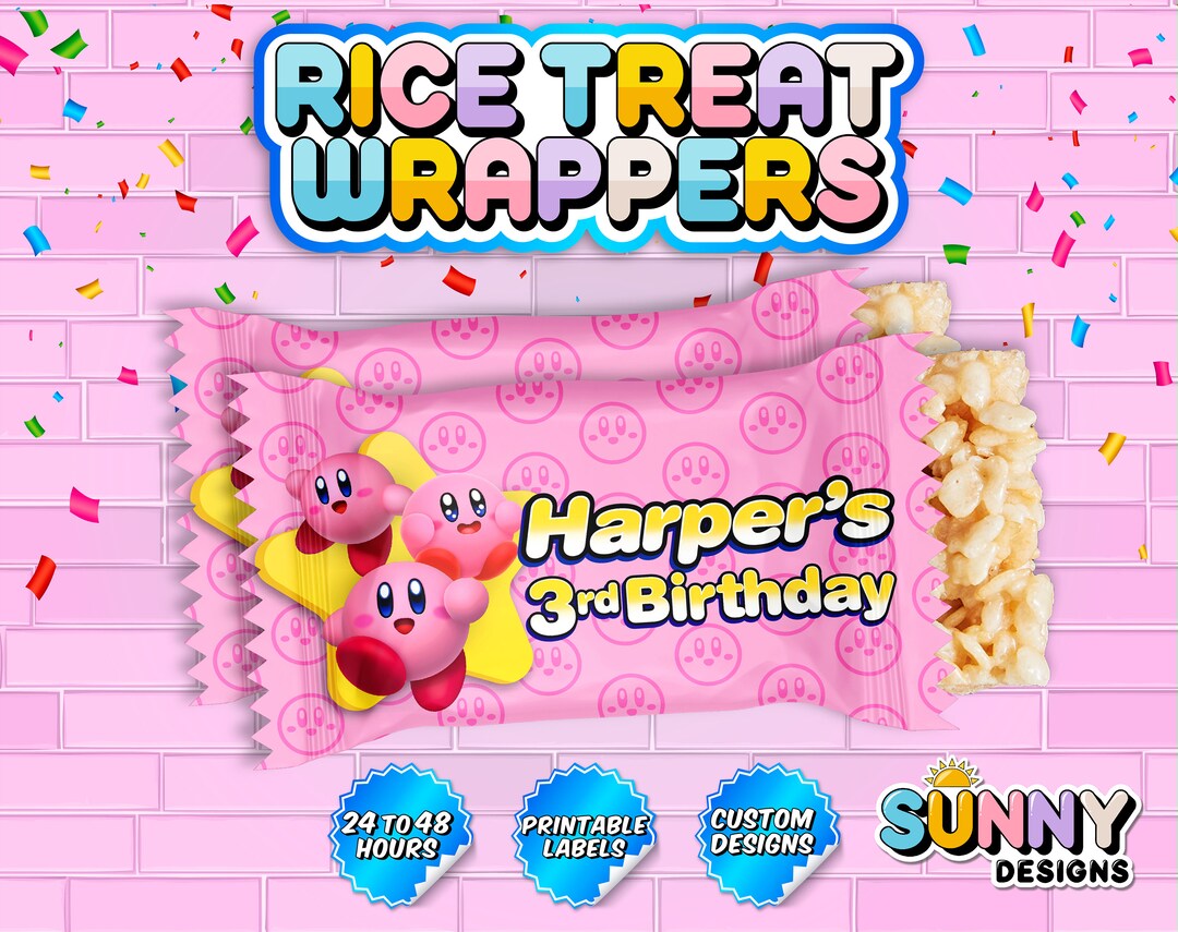 Kids Birthday Rice Bar Wrapper Printable Labels Kids Birthday Rice ...