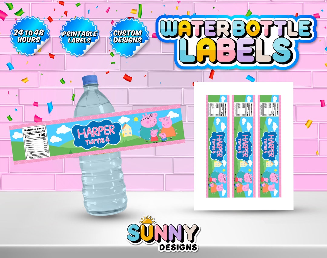 Pig Water Labels Peppa Pig Party Treats Peppa Pig Party Favors Water ...