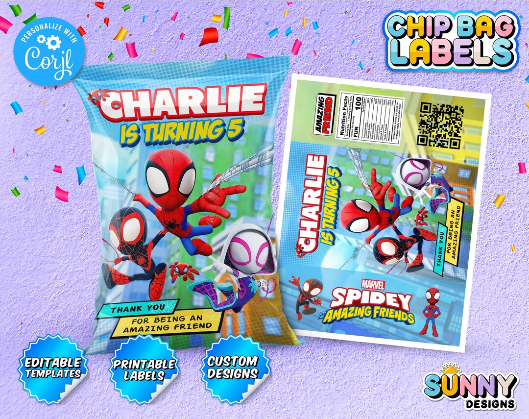 EDITABLE Spidey Chip Bag Label - Chip Bag Labels - Printable Labels - Etsy