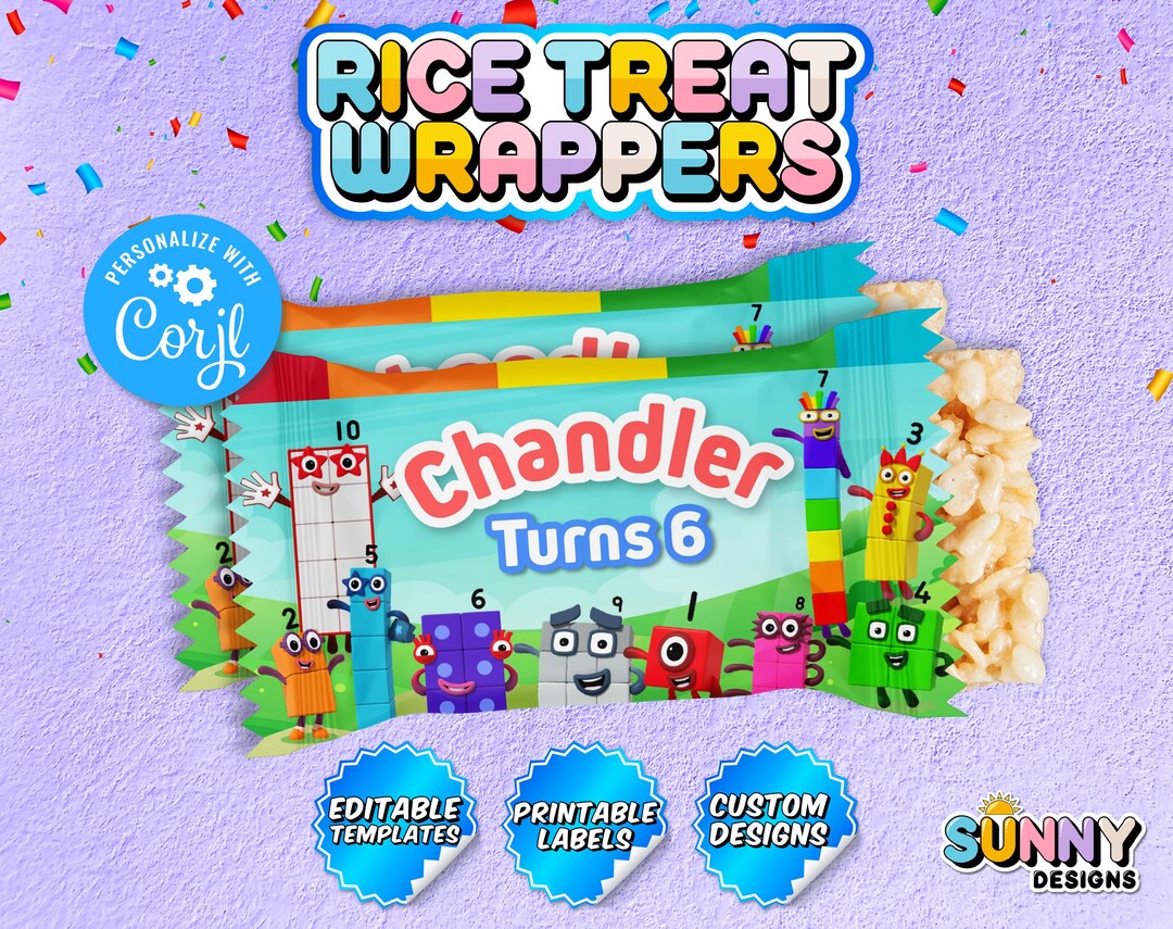 EDITABLE Number Blocks Rice Bar Wrapper - Number Blocks Party Treats ...