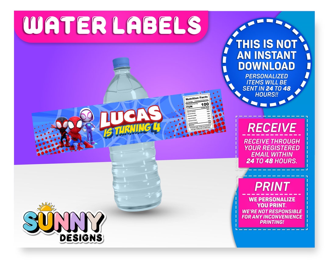 Spidey Water Labels Spidey Party Treats Spidey Party - Etsy