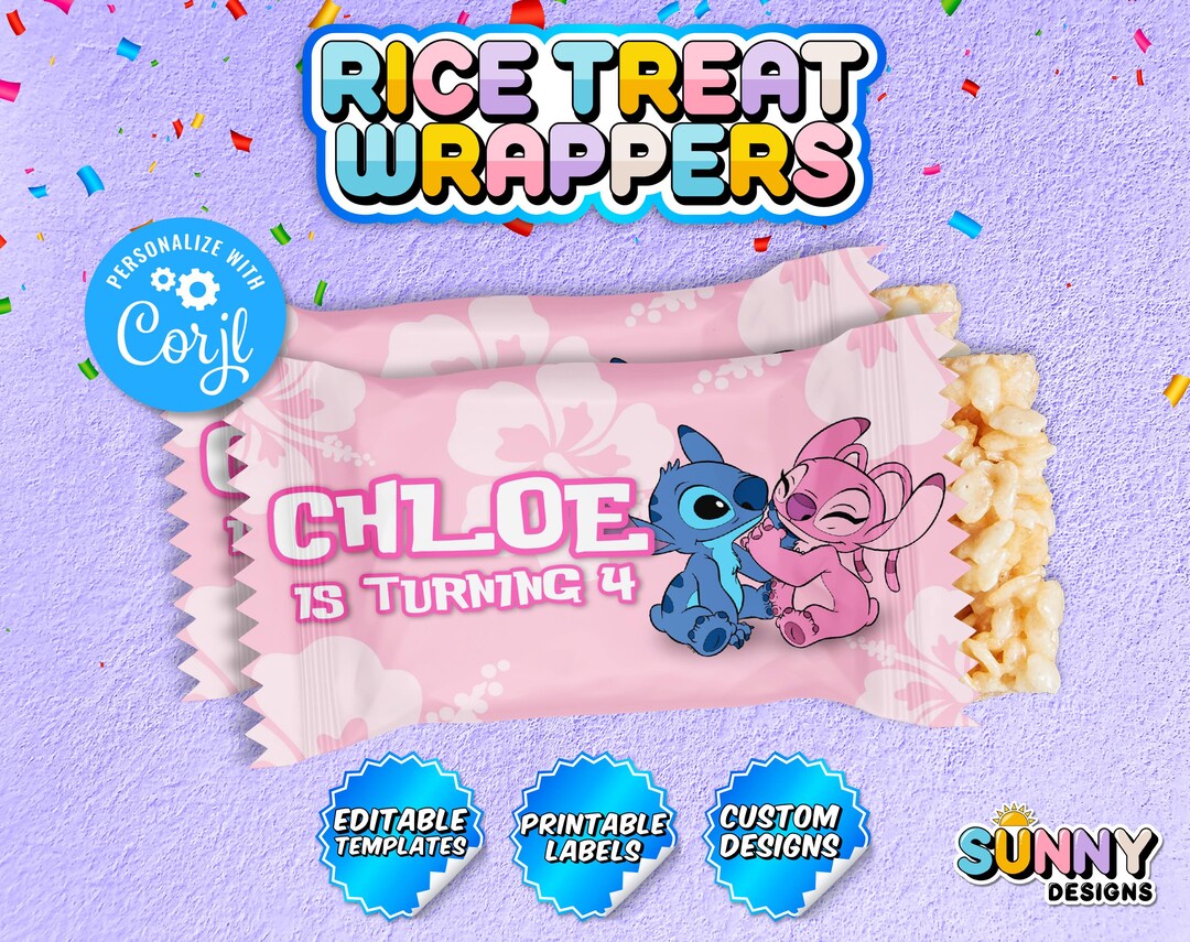 EDITABLE Stitch and Angel Rice Bar Wrapper - Stitch Party Treats ...