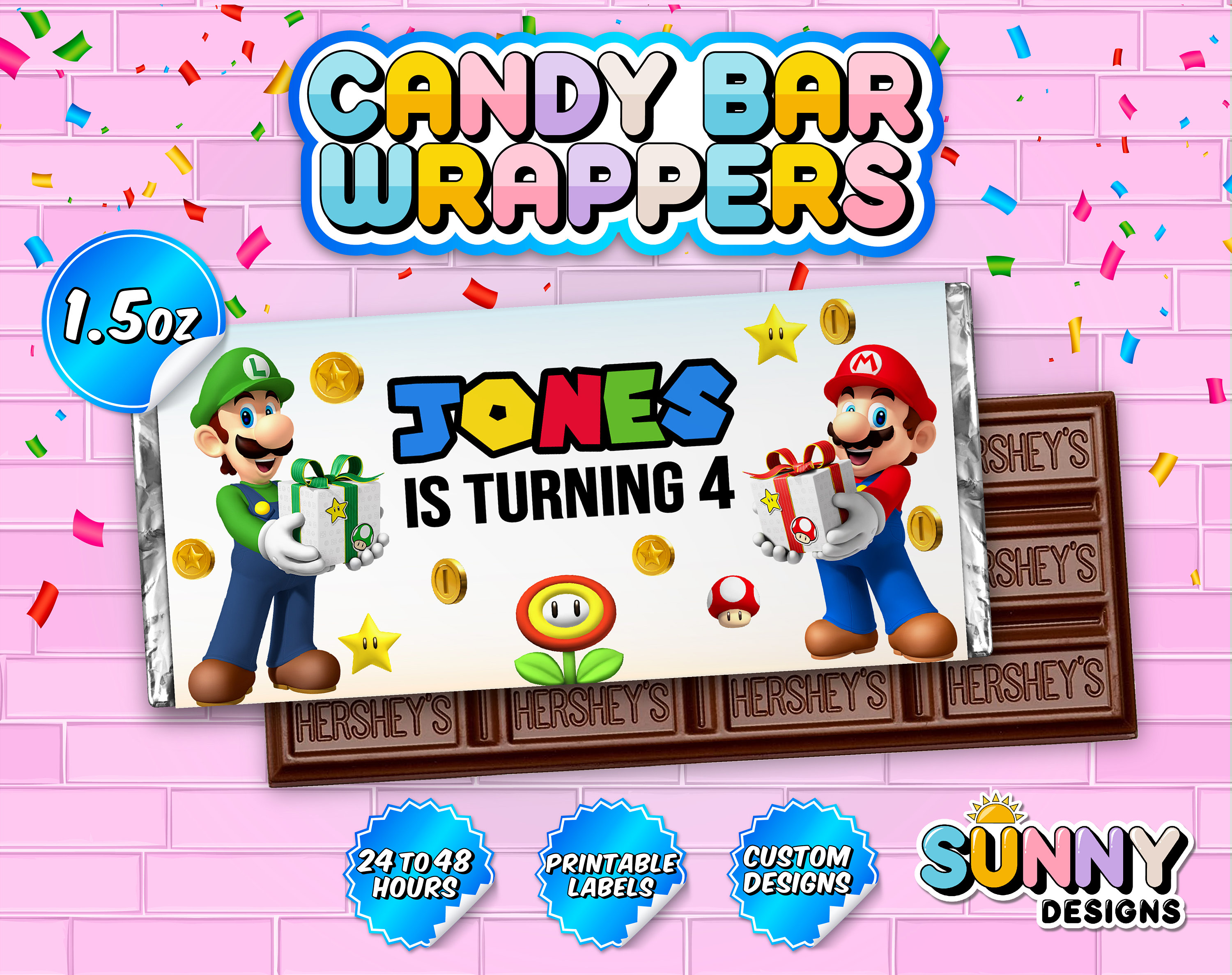 Mario Candy Bar Wrapper Mario Party Treats Mario Party - Etsy