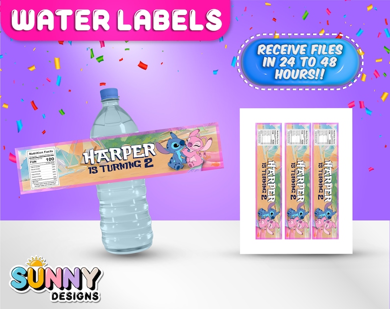 Stitch & Angel Water Labels Stitch and Angel Party Treats - Etsy