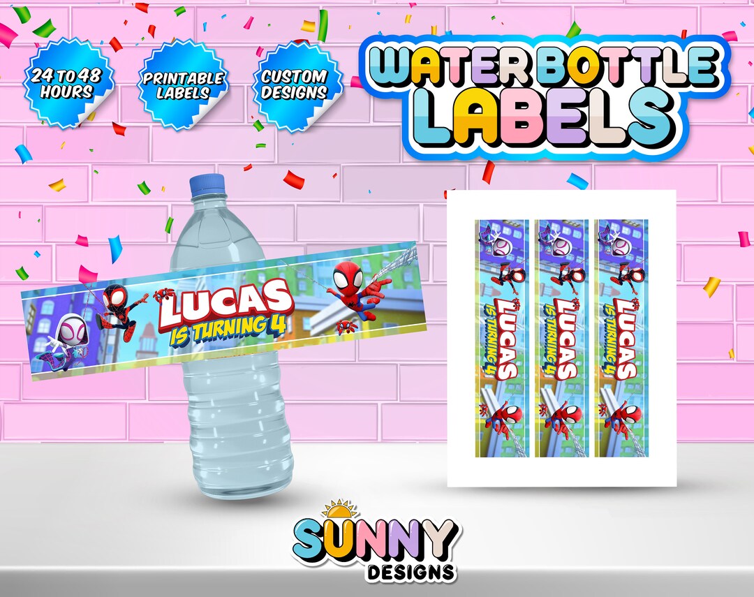 Spidey Water Labels - Spidey Party Treats - Spidey Party Favors - Water ...
