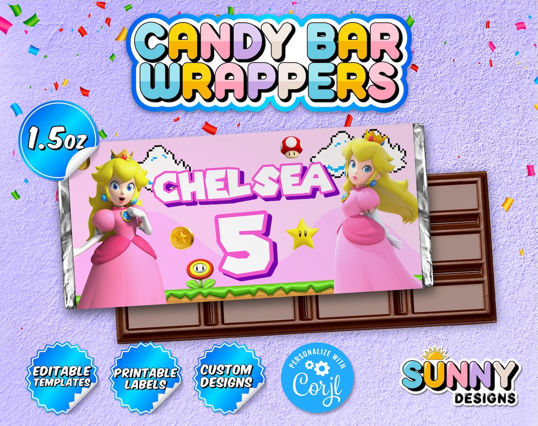 EDITABLE Peach Candy Bar Wrapper - Party Treats - Party Favors - 1.5 Oz ...