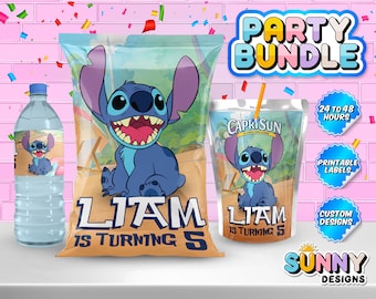 Stitch Bottle Label, Labels for Birthday Party Printable DIGITAL ...