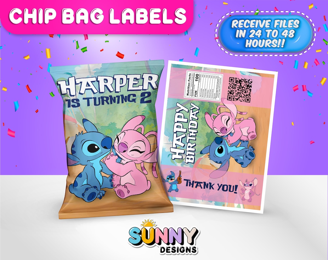 Stitch & Angel Chip Bag Labels Stitch and Angel Party Treats - Etsy UK