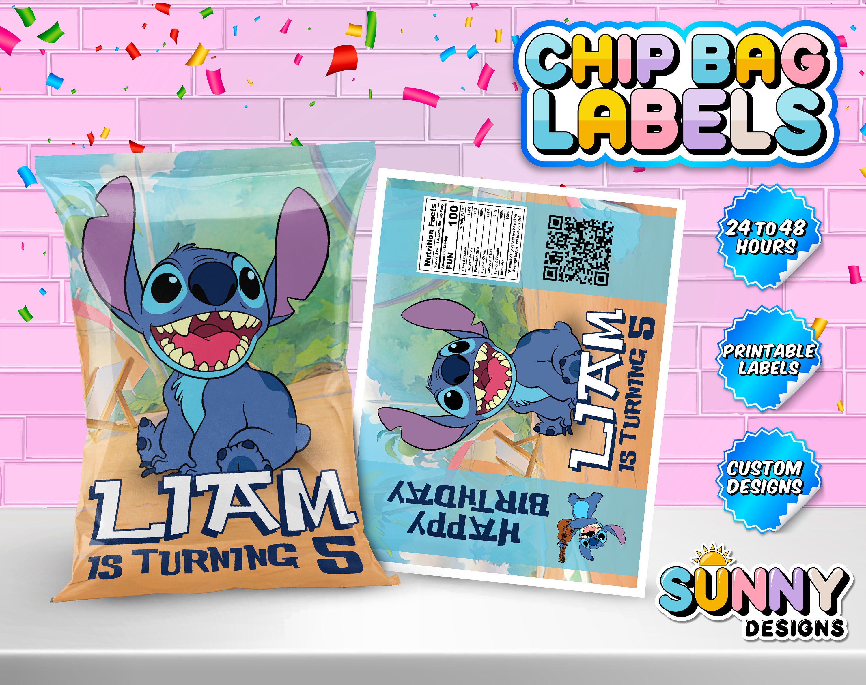 Stitch Chip Bag Labels Stitch Party Treats Stitch Party Favors Chip ...
