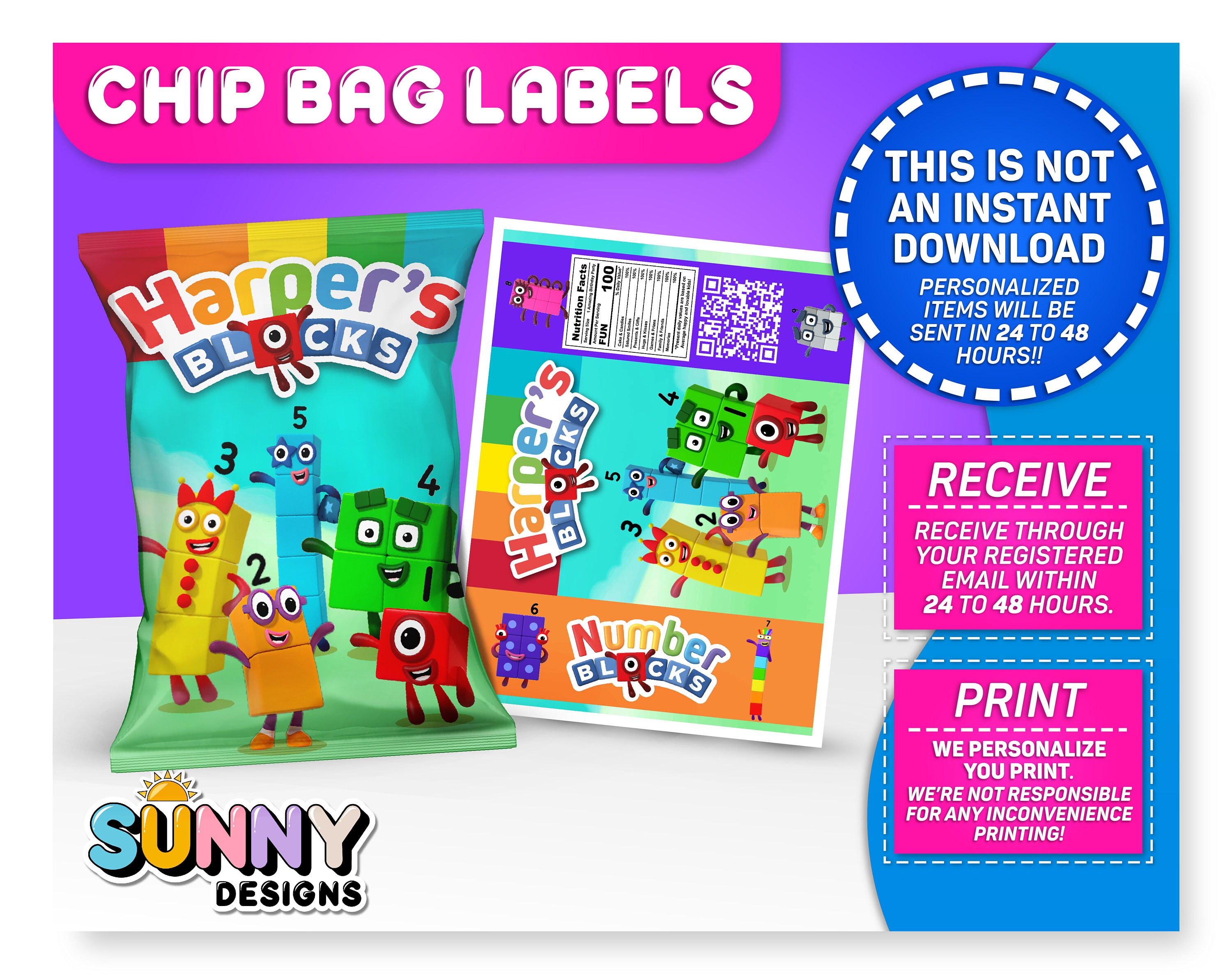 Numberblocks Chip Bag Labels Numberblocks Party Treats - Etsy Australia