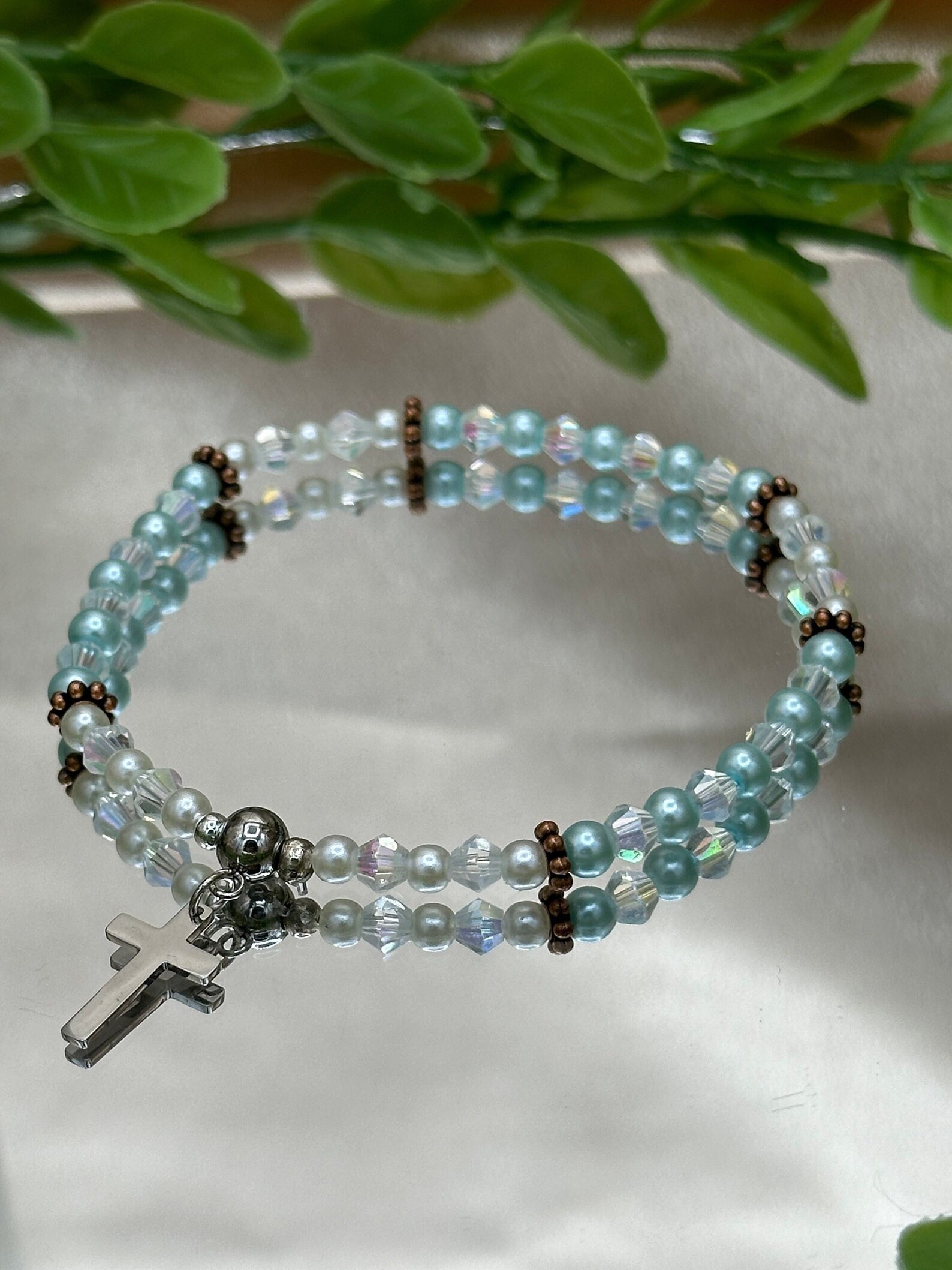Bracelets | Sterling Silver Cross Charm Bracelets | 4mm Faux Pearl ...