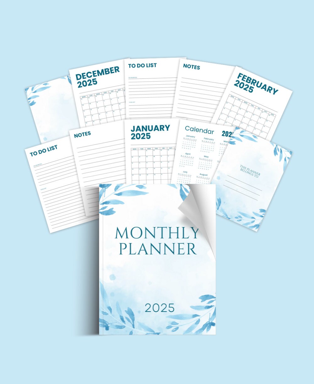 Monthly Calendar, Printable Calendar, Minimalist Calendar, 2025 Year ...