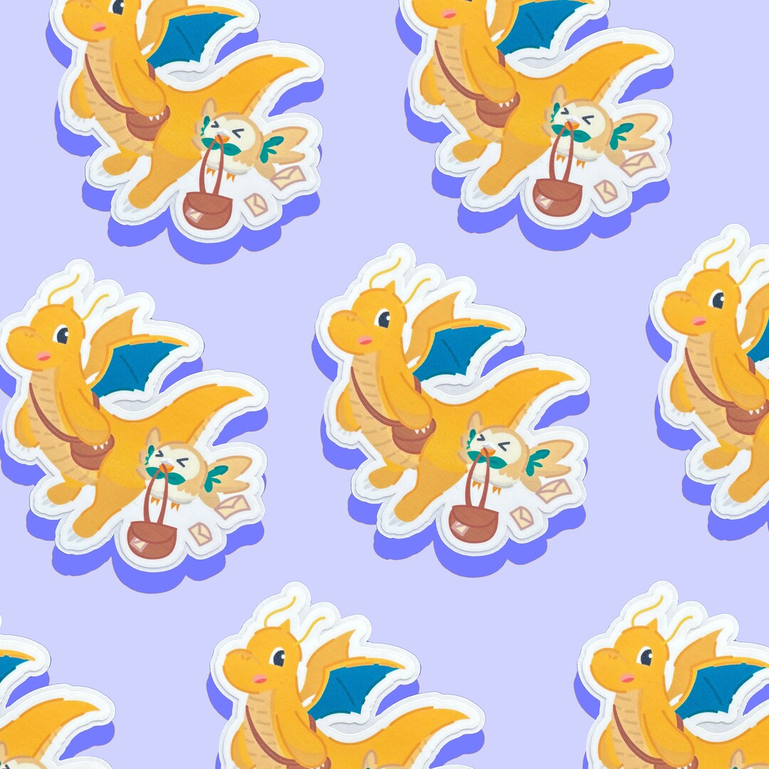 Dragonite and Rowlet Sticker - Etsy