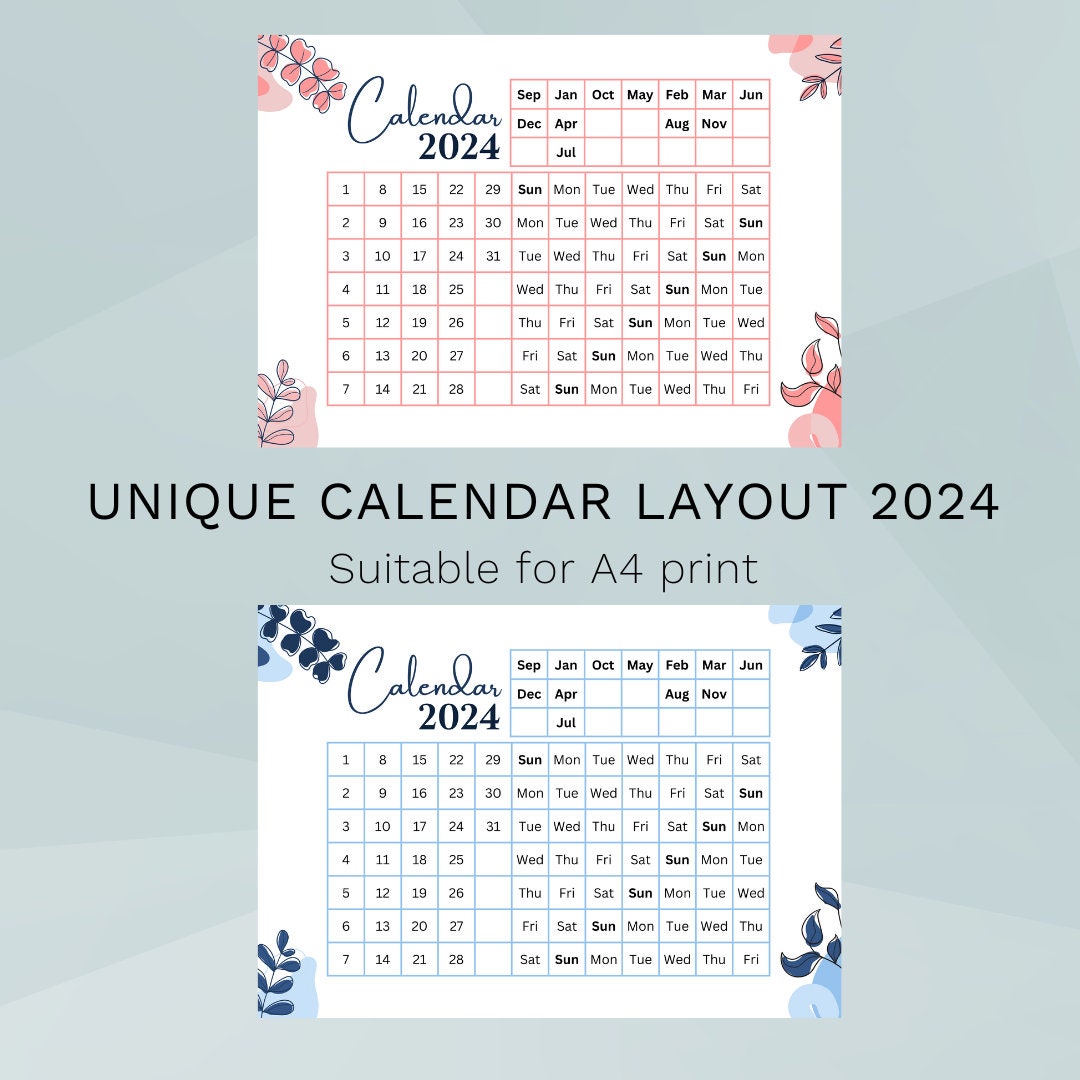 One Page Calendar 2024 - Etsy
