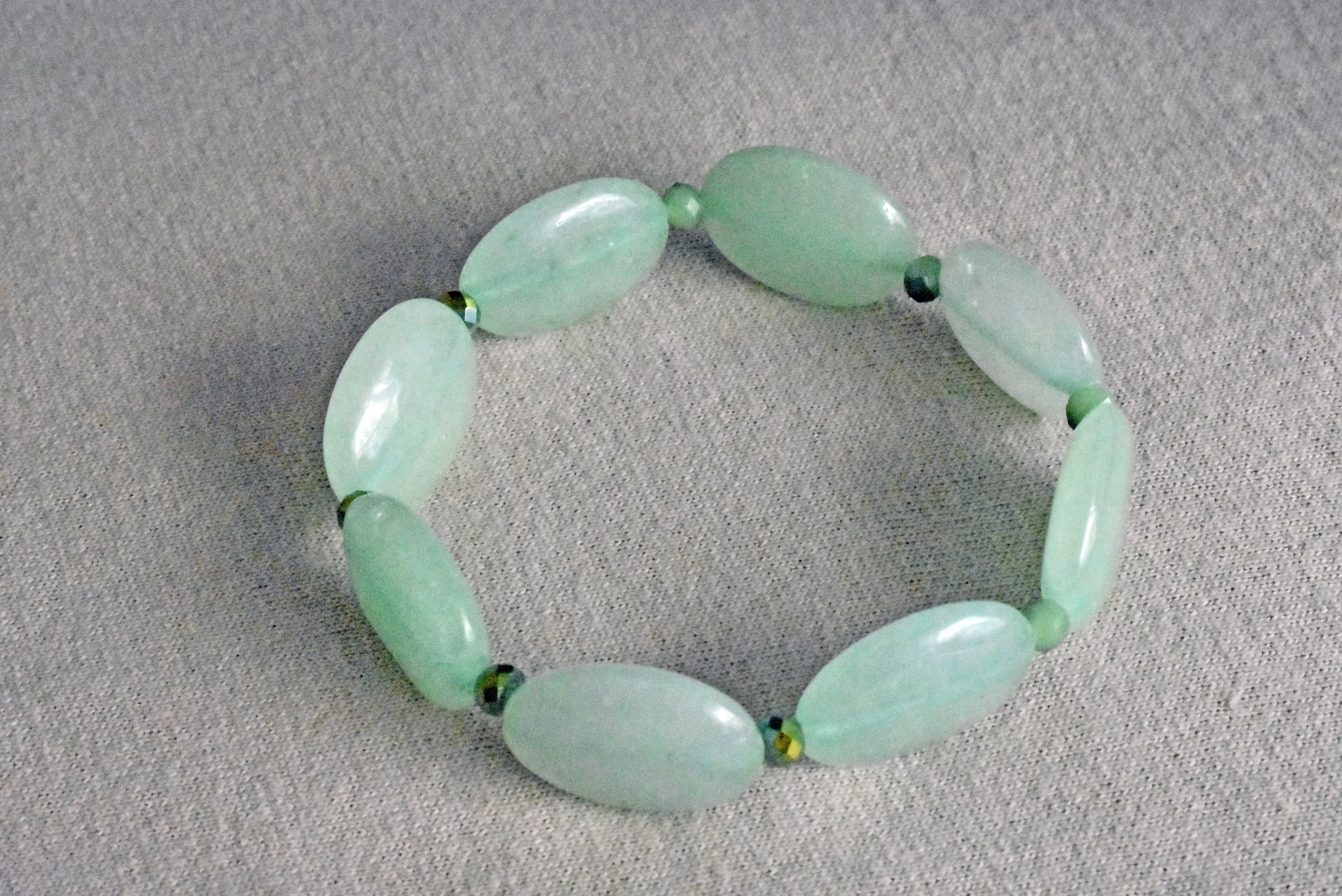 Light Green Semi-precious Oval Stone and Faceted Mint Green - Etsy