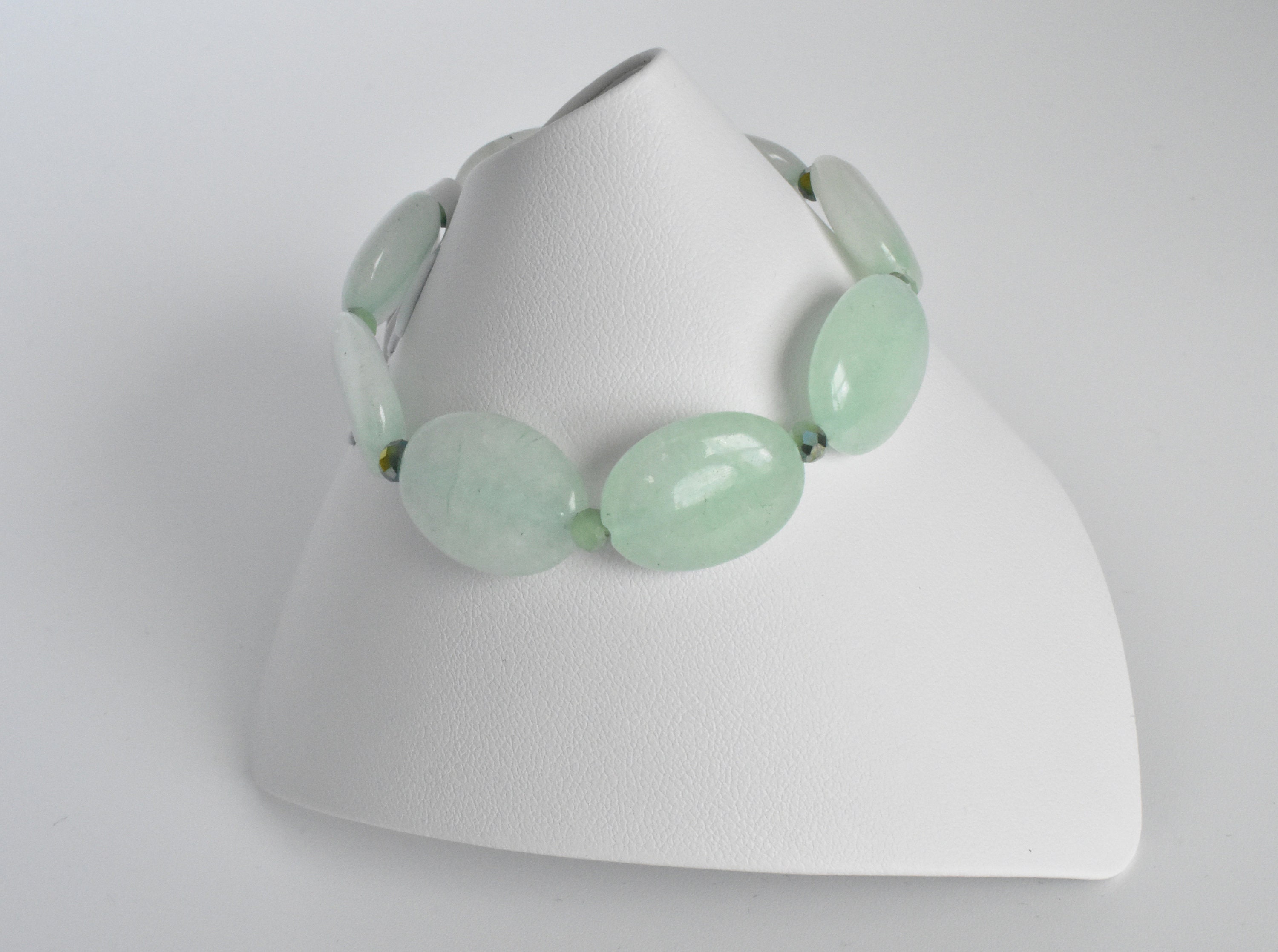 Light Green Semi-precious Oval Stone and Faceted Mint Green - Etsy