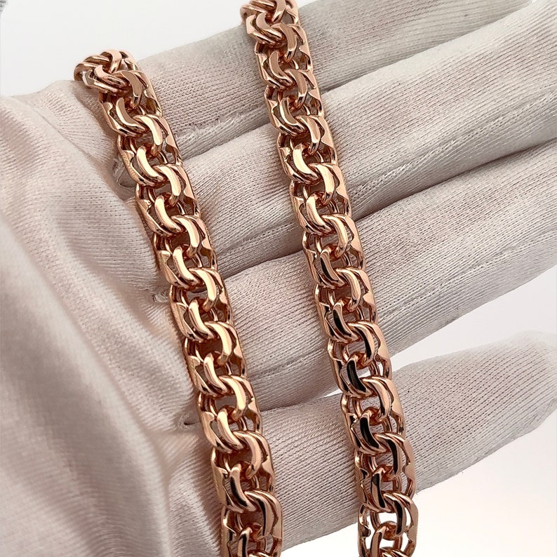 8mm Width Handmade 14k or 18k Solid Gold Bismark Garibaldi Chain - Etsy