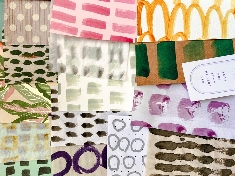 Collage Paper Pack - 60 (A) Pieces - Hand Painted Ephemera Fodder ...