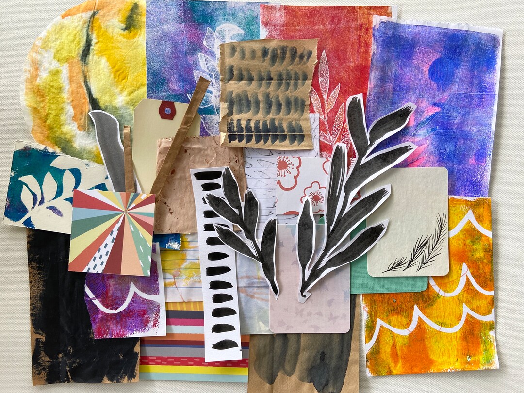 Collage Paper Pack B 25 Pieces Hand Painted Ephemera and Fodder Painted ...