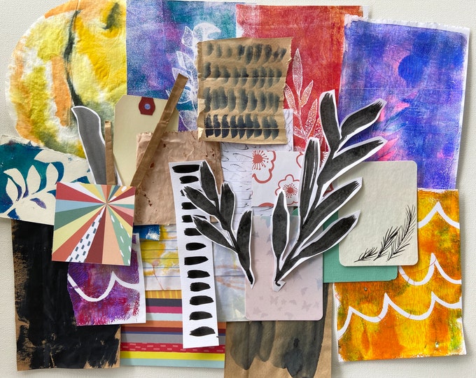 Collage Paper Pack B 25 Pieces Hand Painted Ephemera and Fodder Painted ...