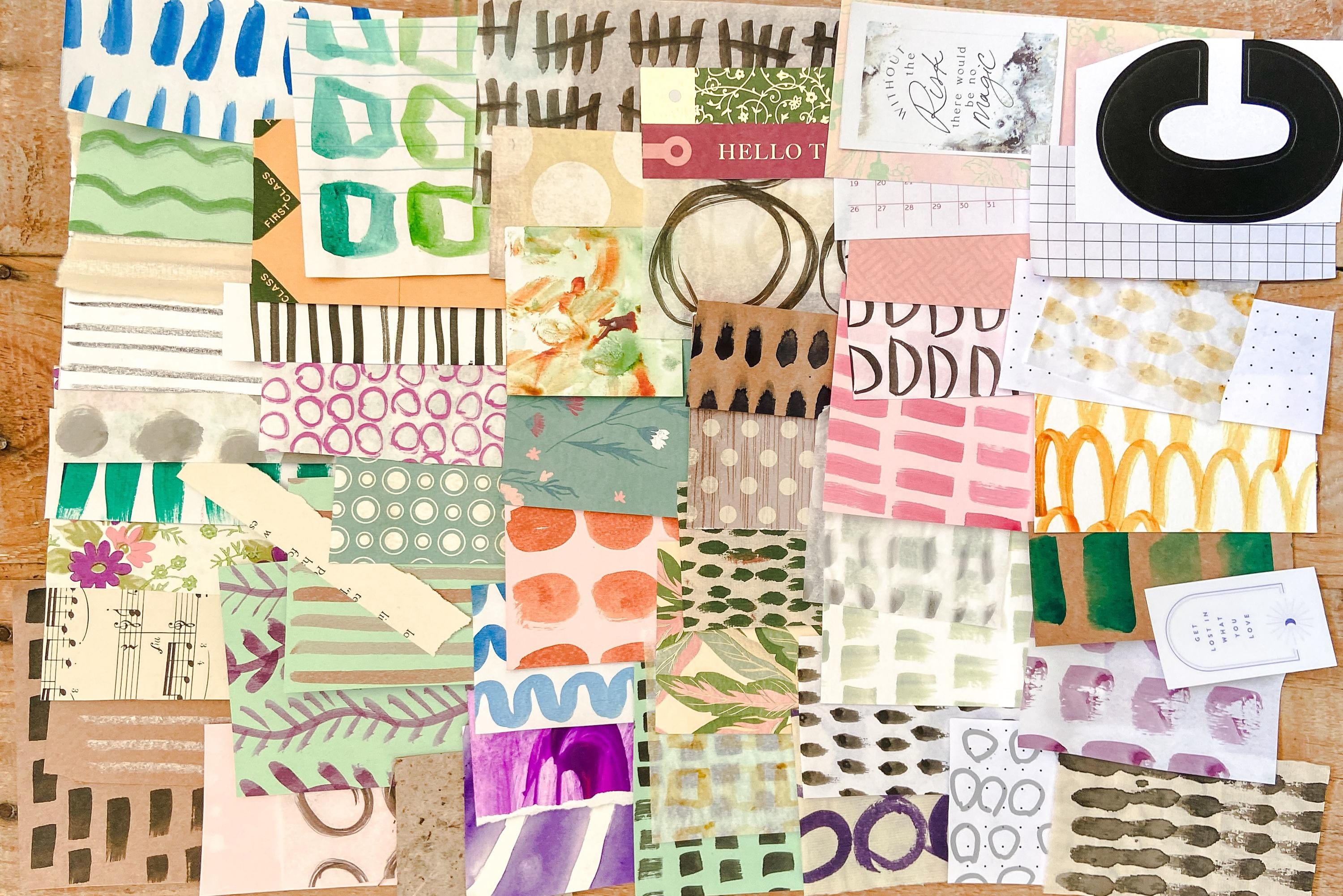 Collage Paper Pack - 60 (A) Pieces - Hand Painted Ephemera Fodder ...