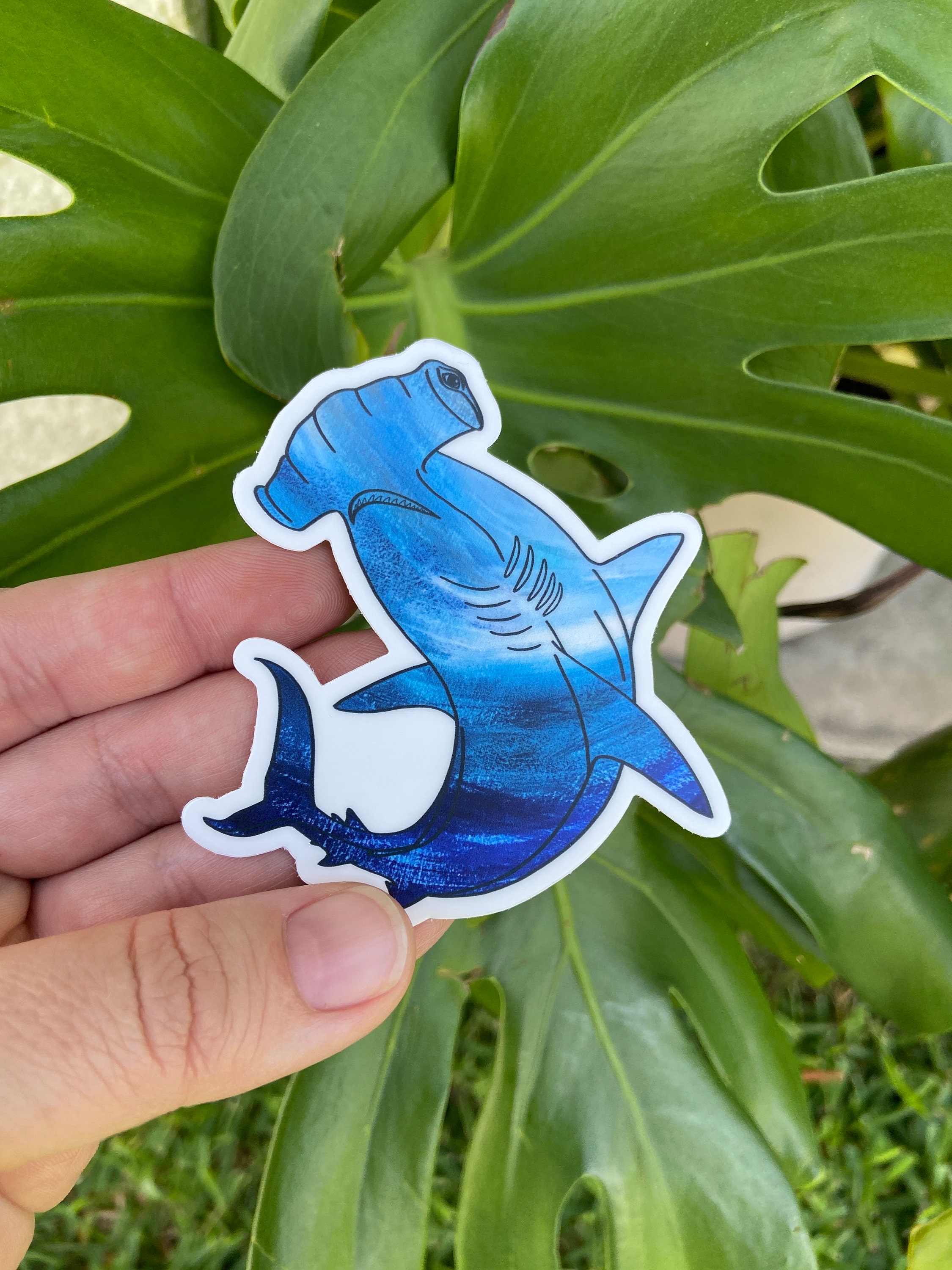 Hammerhead Shark Sticker Gift, Laptop Waterbottle Sticker, Waterproof ...